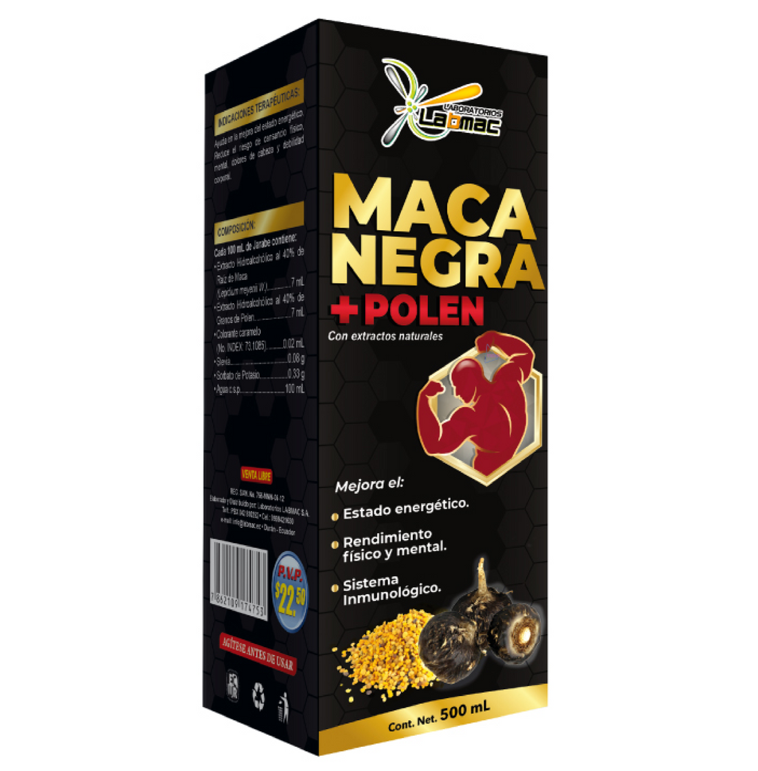 MACA NEGRA + POLEN JARABE 500ml – El Paraíso Vegetal